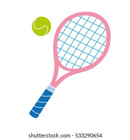 Pink Tennis Racket Ball Vector Icon Stock Vector (Royalty Free ...