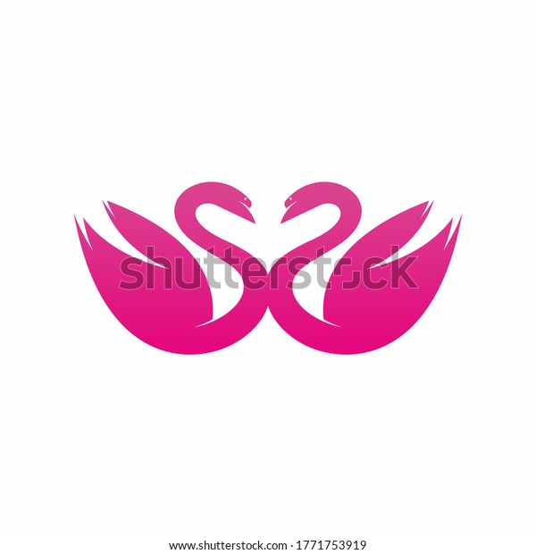 Pink Twin Swan Logo Vector Template Stock Vector (Royalty Free ...
