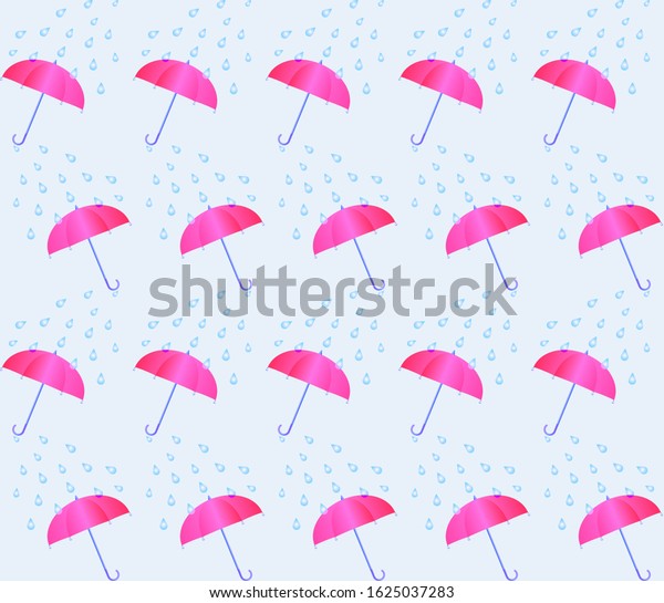 Pink Umbrella Rain Drops Background Seamless Stock Vector (Royalty Free ...