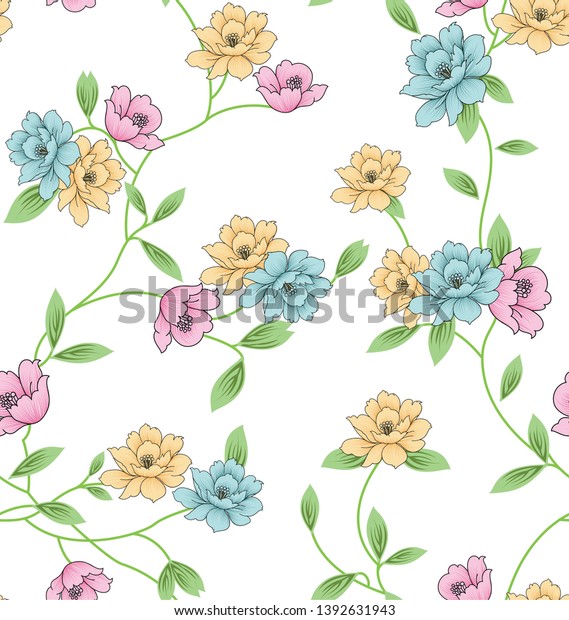 Pink Victor Flower Pattern On White Stock Vector (Royalty Free ...