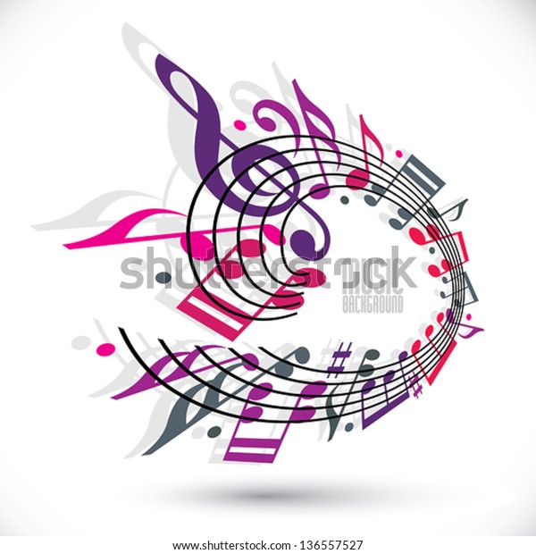 Pink Violet Music Background Clef Notes: vector de stock (libre de ...