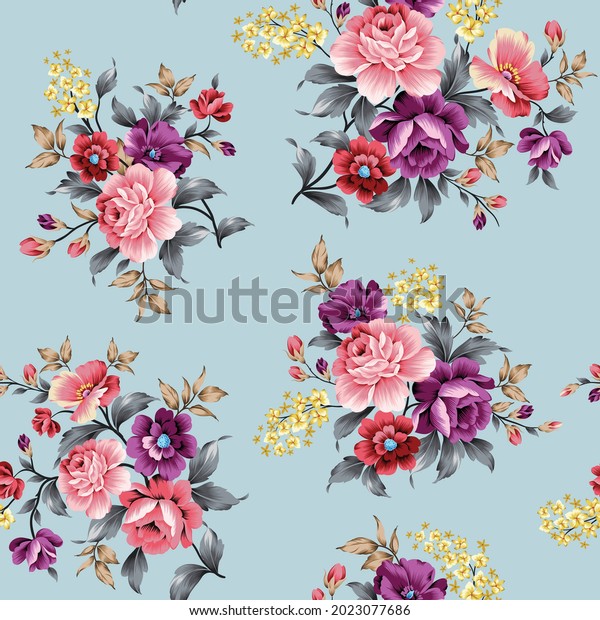 Pink Violet Yellow Vector Flowers Grey Stock Vector (Royalty Free ...