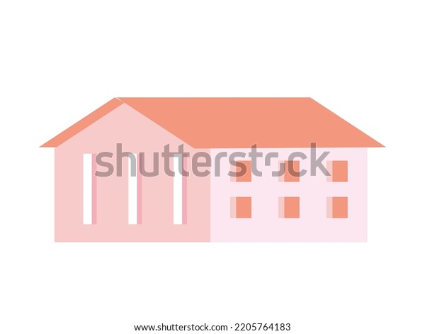 Pink Warehouse Building Facade Icon Stock Vector (Royalty Free ...