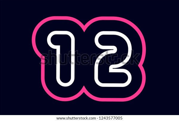 Pink White Blue Number 12 Logo Stock Vector (Royalty Free) 1243577005 ...