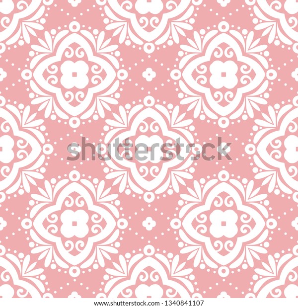 Pink White Floral Seamless Pattern Vintage Stock Vector (Royalty Free ...