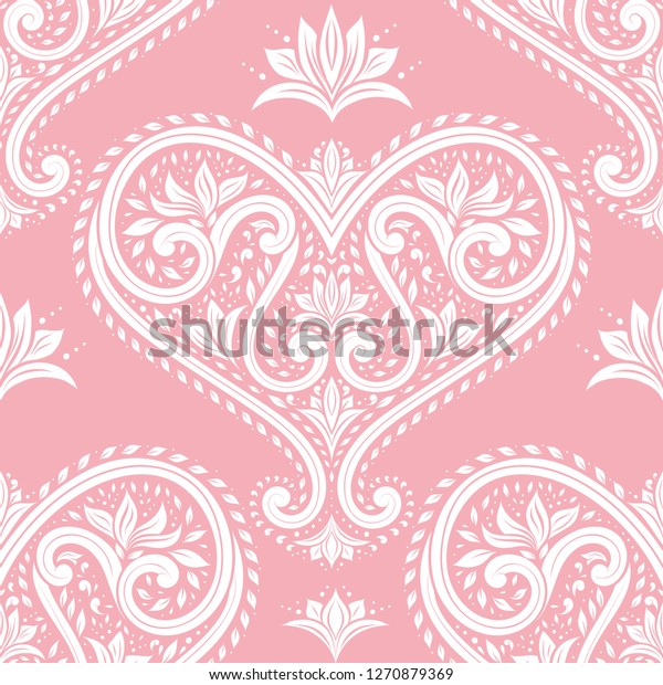Pink White Ornamental Seamless Pattern Vintage Stock Vector (Royalty ...
