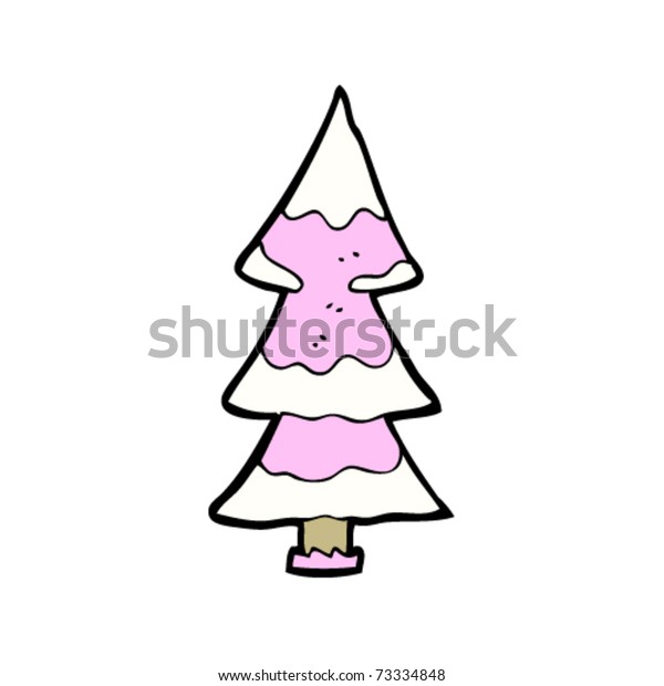 Pink Xmas Tree Cartoon Stock Vector (Royalty Free) 73334848