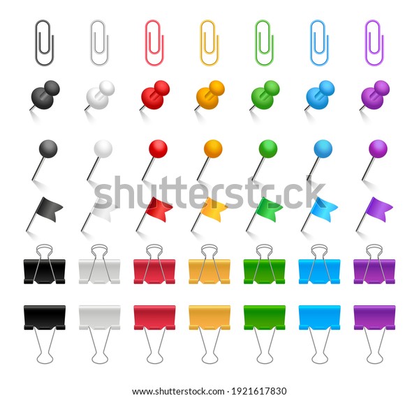 Pins Paper Clips Set Colored Binder Stock Vector (Royalty Free ...