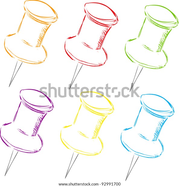 Pins Set Cartoon Sketch Vector Illustration Stock Vector (Royalty Free ...