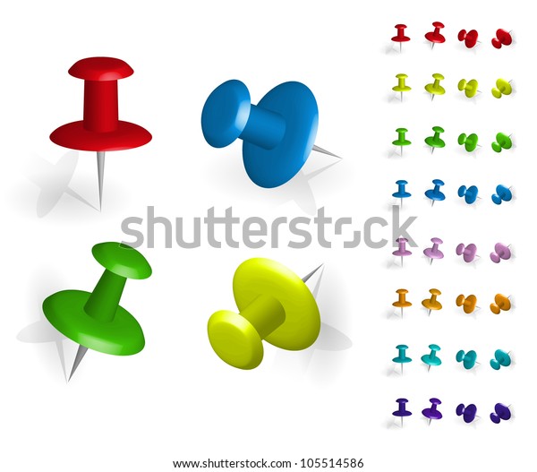 Pins Various Colors Positions On White Stock Vector (Royalty Free ...