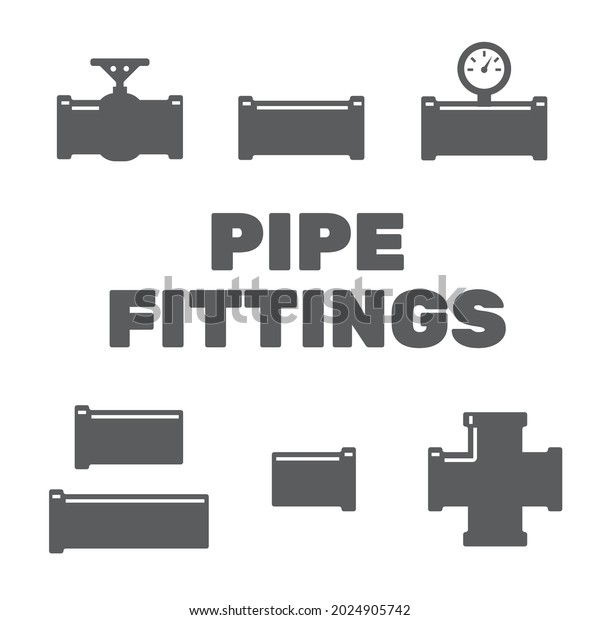 Pipe Fittings Icons Set Tube Industry Stock Vector (Royalty Free ...