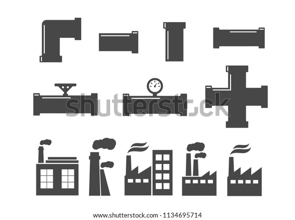 Pipe Fittings Vector Icons Set Pipeline Stock Vector (Royalty Free ...