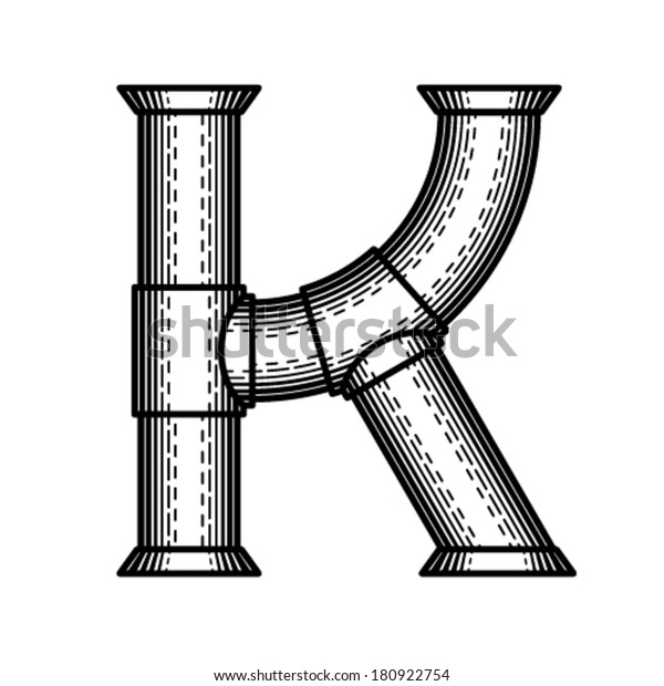 Pipe Letter K Made Style Engraving Stock Vector (Royalty Free) 180922754