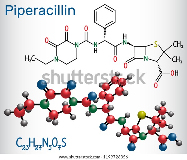 Piperacillin Molecule Antibiotic Drug Structural Chemical: เวกเตอร์ ...