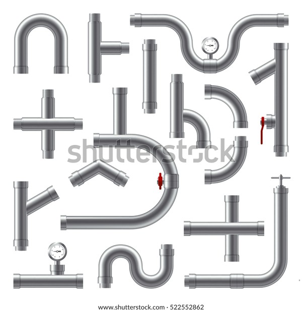 Pipes Metal Realistic Set Different Shape Stock Vector (Royalty Free ...