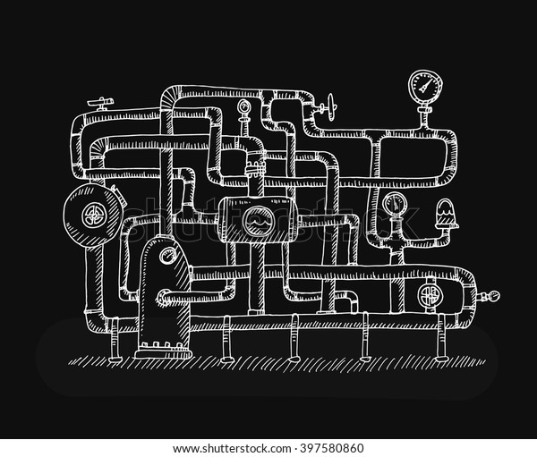 Piping On Black Background Free Hand Stock Vector (Royalty Free) 397580860