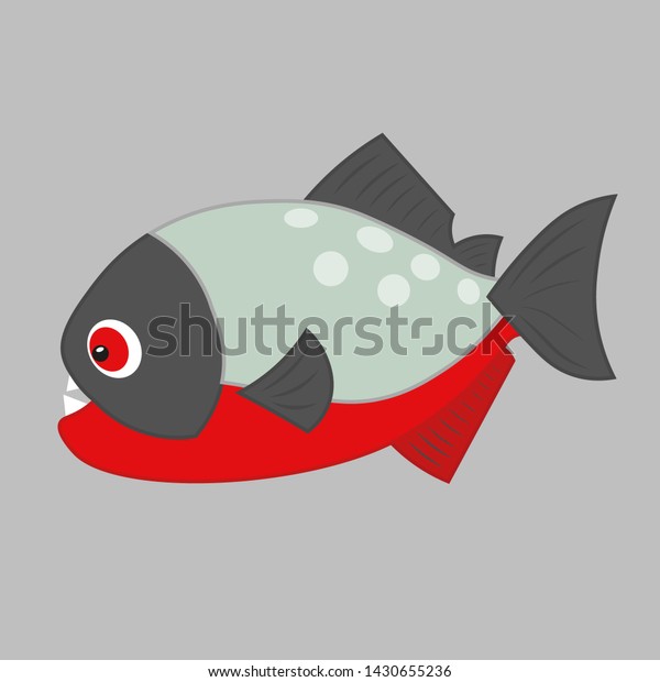 Piranha Fish Cartoon Vector Illustration Cute Stock Vector (Royalty ...