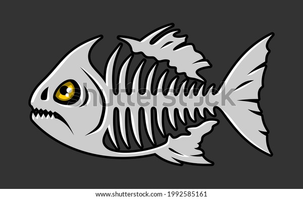 Piranha Fish Skeleton On Dark Background Stock Vector (Royalty Free ...