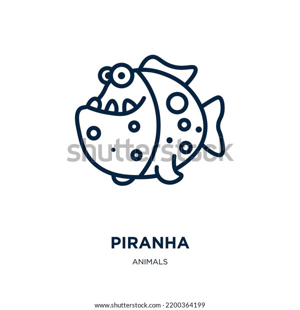 Piranha Icon Animals Collection Thin Linear Stock Vector (Royalty Free ...