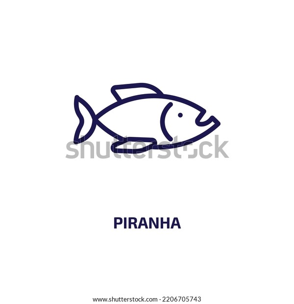 Piranha Icon Animals Collection Thin Linear Stock Vector (Royalty Free ...