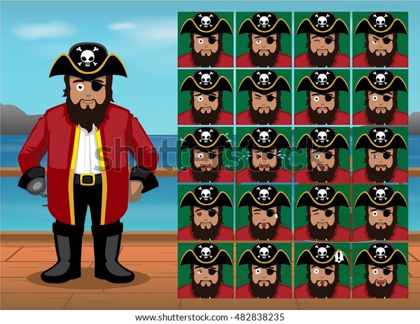 Pirate Captain Cartoon Emoticon Faces Vector Stock Vector (Royalty Free ...