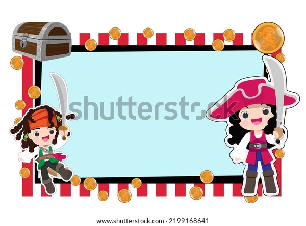 Pirate Cartoon Character Treasure Frame Copy Stock Vector (Royalty Free ...