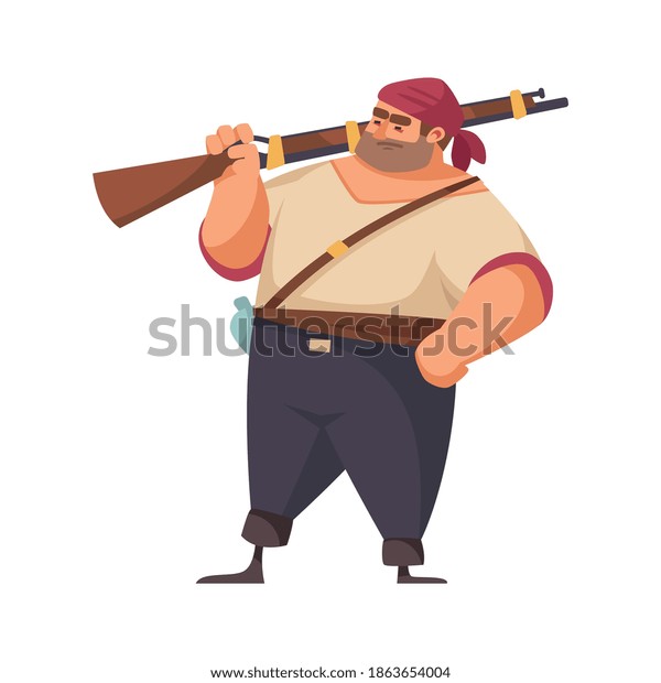 Pirate Composition Funny Character Fat Pirate Stock Vector (Royalty ...