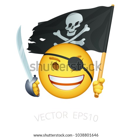 Pirate Emoji Vector Smiley Caribbean Corsair Stock-Vektorgrafik ...