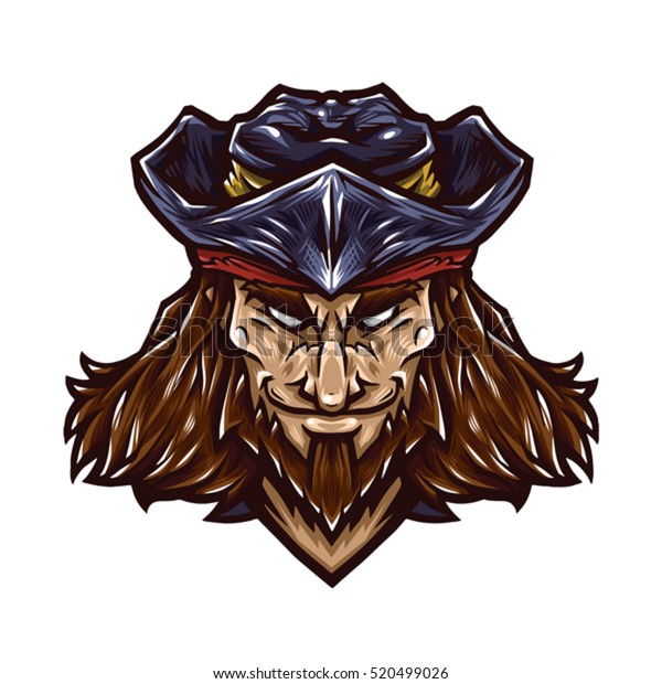 Pirate Face Vector Label Illustration Print Stock Vector (Royalty Free ...