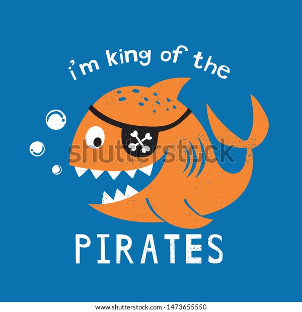 pirate fish drawn as vector for kids fashion