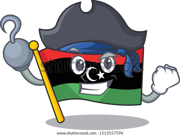 Pirate Flag Libya Mascot Shaped On Stock Vector (Royalty Free ...