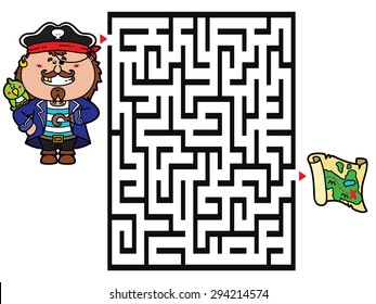 Pirate Game Vector Illustration Labyrinth Game Stock Vector (Royalty ...