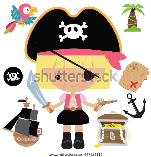 Pirate Girl Vector Illustration Stock Vector Royalty Free 449826115