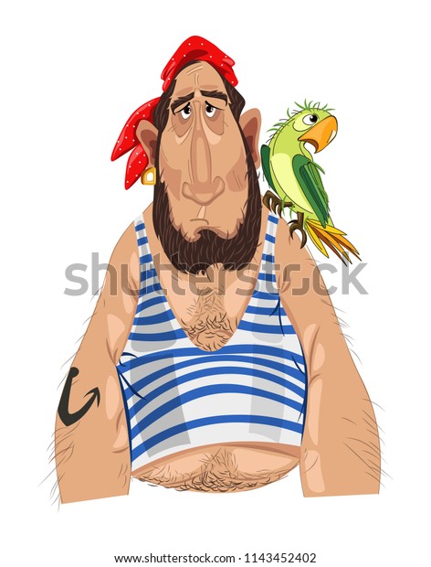 Pirate His Parrot Vector Cartoon Character: เวกเตอร์สต็อก (ปลอดค่า ...