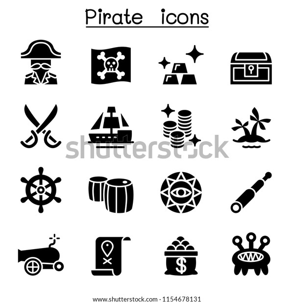 Pirate Icon Set Stock Vector (Royalty Free) 1154678131 | Shutterstock