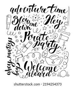 Pirate Objects Set Doodle Buccaneer Hand Stock Vector (Royalty Free ...