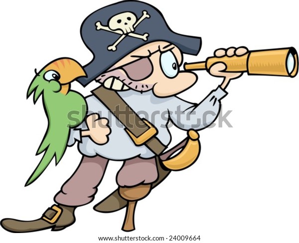 Pirate Parrot Looking Glass Stock Vector (Royalty Free) 24009664 ...