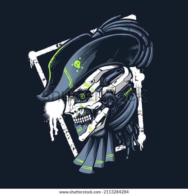 Pirate Robot Skull Illustration Stock Vector (Royalty Free) 2113284284 ...