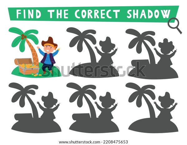 Pirate Shadow Matching Activity Treasure Island Stock Vector (Royalty ...