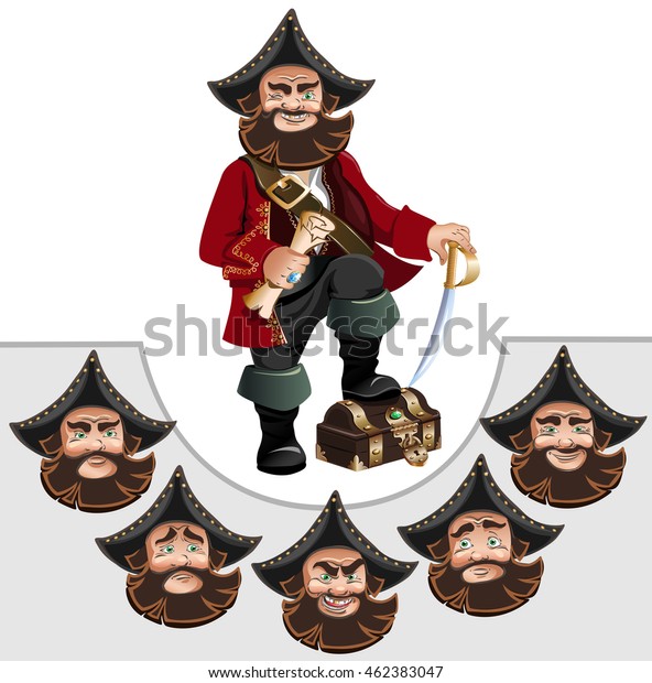 Pirate Treasure Chest Different Emotions Stock Vector (Royalty Free ...