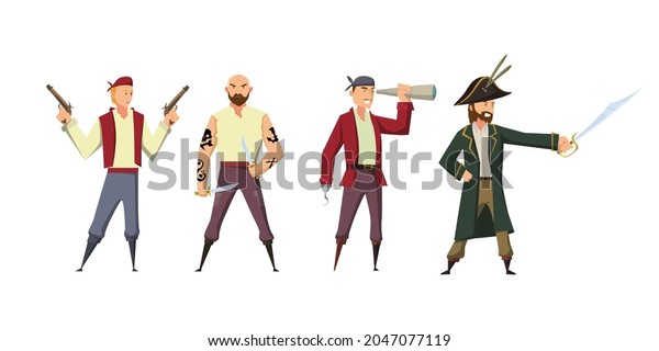 Pirates Captain Try Find Treasure Vector Stock Vector (Royalty Free ...