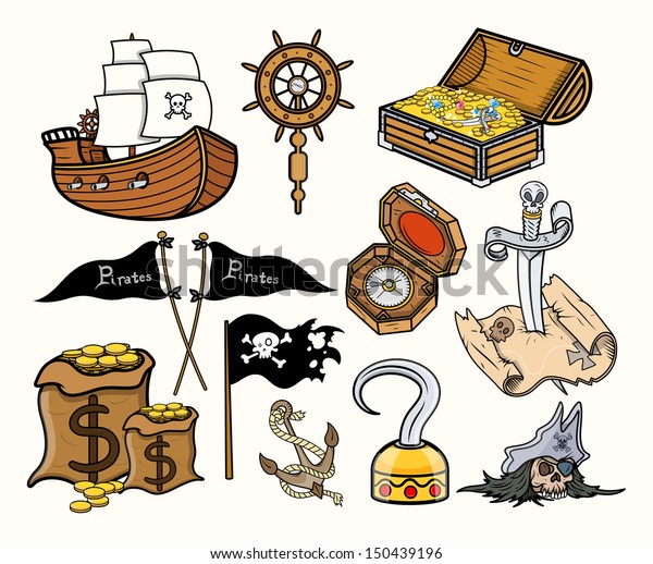 Pirates Stuff Cartoon Vector Illustration 库存矢量图（免版税）150439196 ...