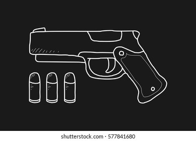 Pistol Bullet Doodle Stock Vector (Royalty Free) 577841680 | Shutterstock
