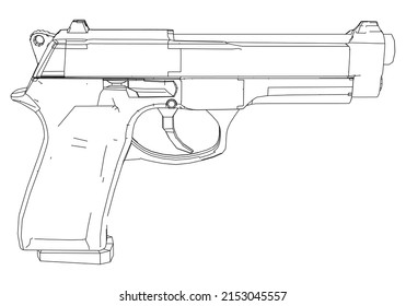 Pistol Gun Icon Vector Outline Illustration Stock Vector (Royalty Free ...