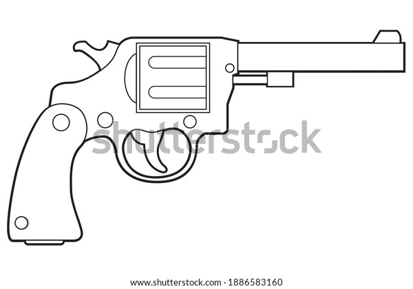 Pistol Gun Outline Vector Illustration Isolated Stock Vector (Royalty ...