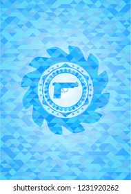 Pistol Icon Inside Light Blue Emblem Stock Vector (Royalty Free ...