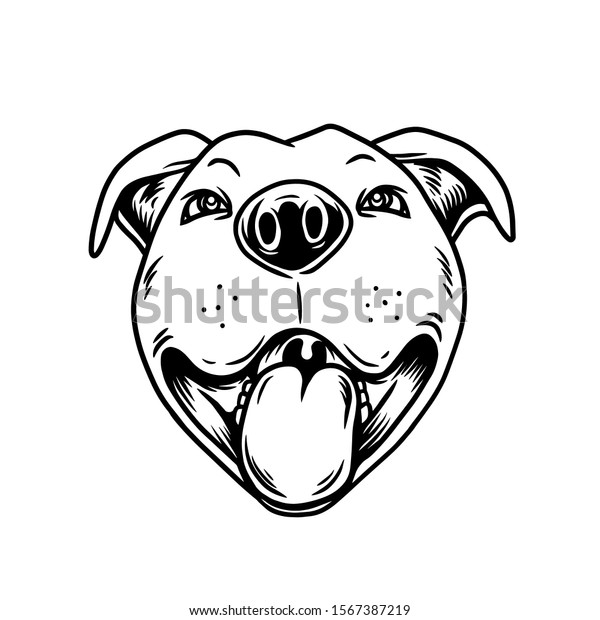 Pitbull Dog Cute Smile Vector Illustration Stock Vector (Royalty Free ...
