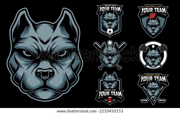Pitbull Head Mascot Logo Logo Set Stock Vector (Royalty Free ...