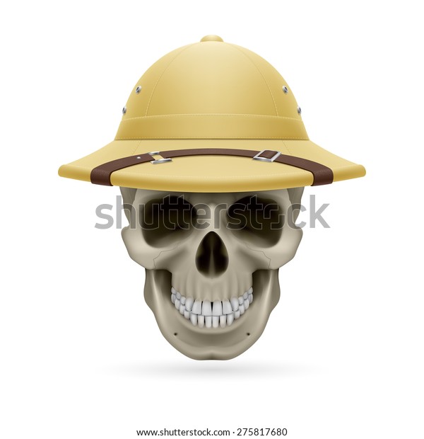 Pith Helmet On Skull Isolated On Stock Vector (Royalty Free) 275817680 ...