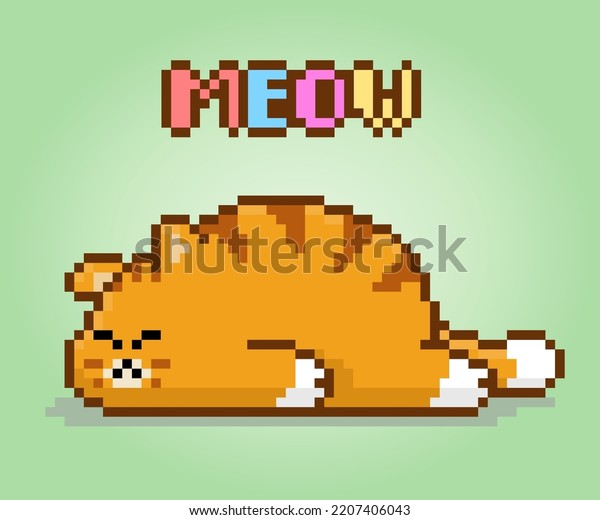Pixel 8 Bit Cat Sleeping Pets Stock Vector (Royalty Free) 2207406043 ...